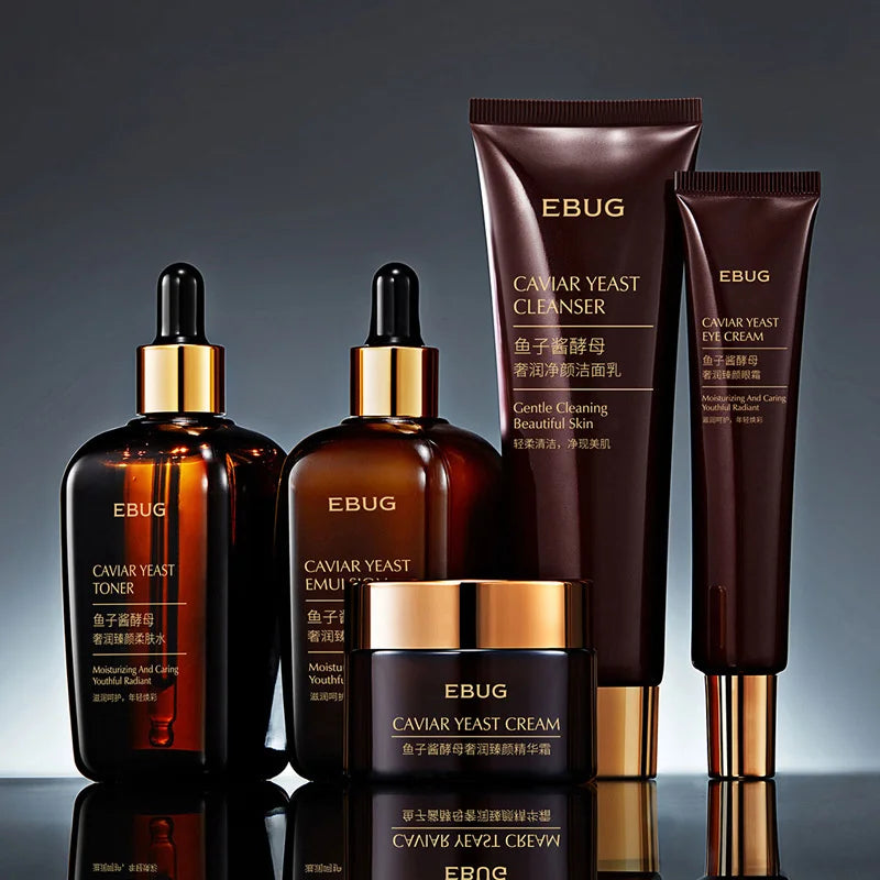 Facial Skin Care Set With Box Caviar Yeast Essence Face Cream 5pcs Moi ...